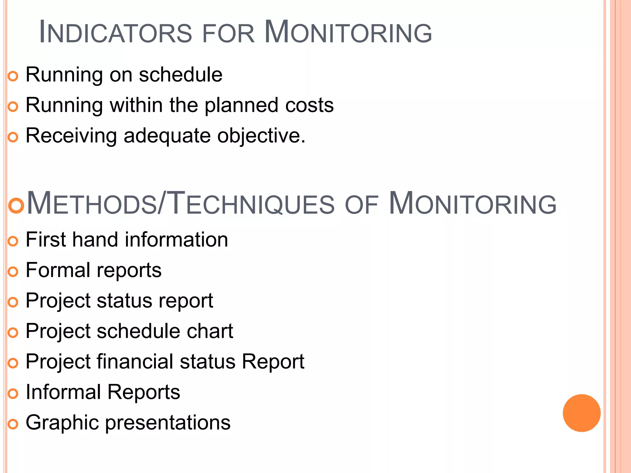 Monitoring and Evaluation for Project management. | PPTX