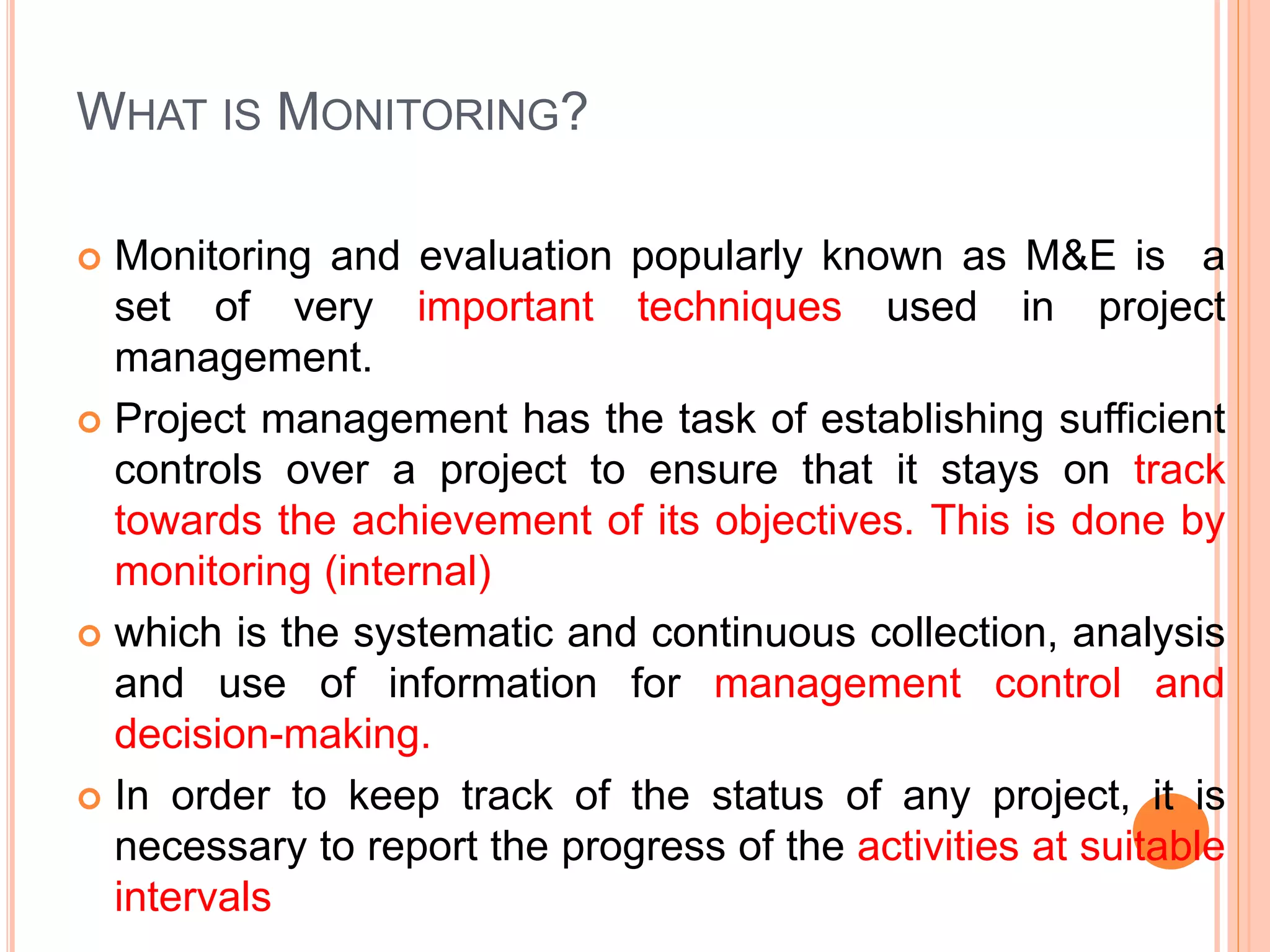 Monitoring And Evaluation For Project Management Pptx