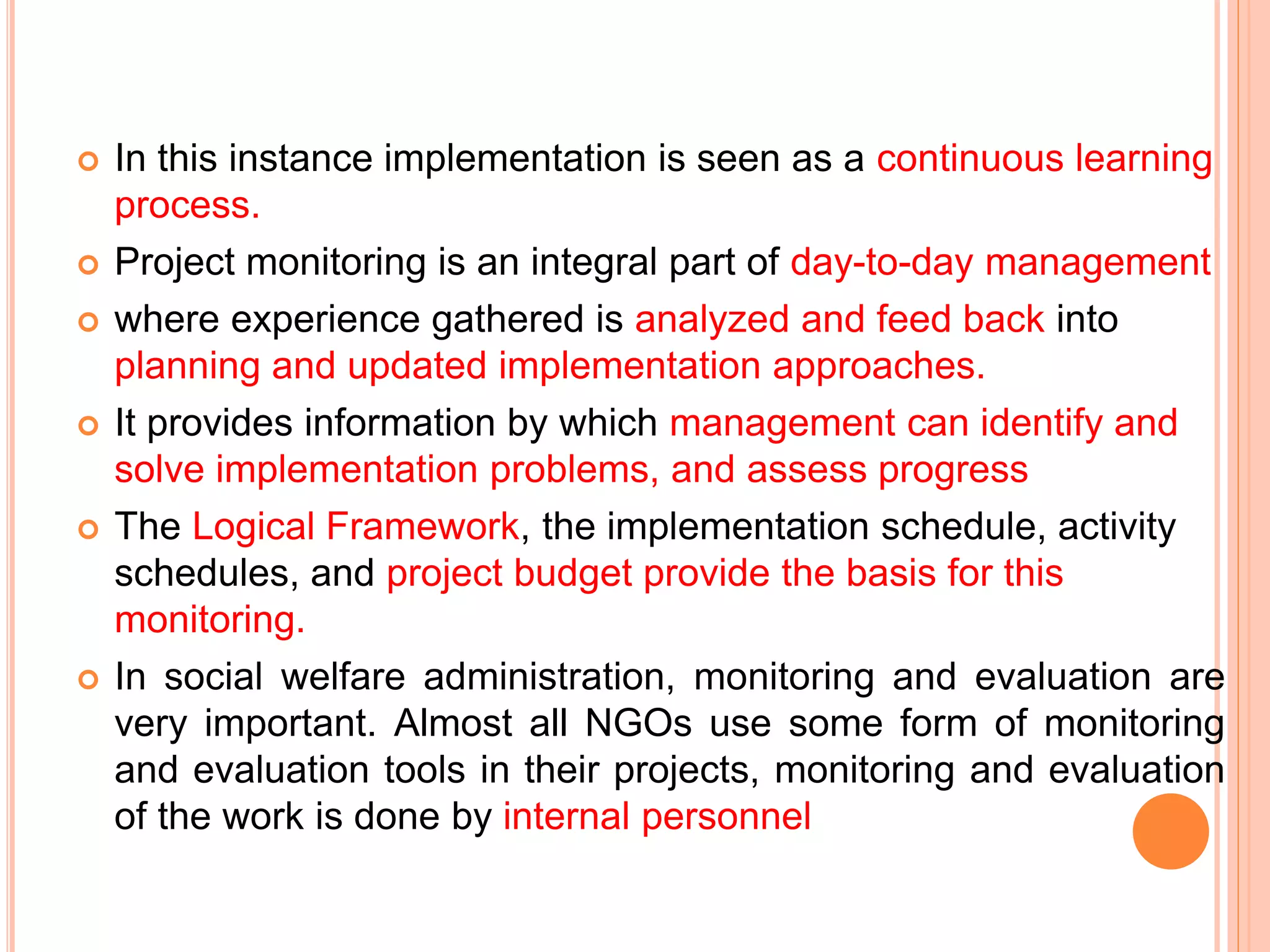 Monitoring and Evaluation for Project management. | PPTX