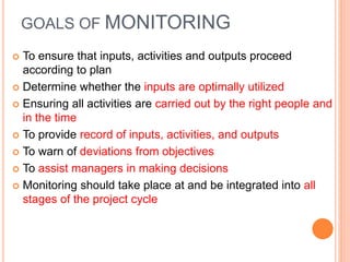 Monitoring and Evaluation for Project management. | PPTX