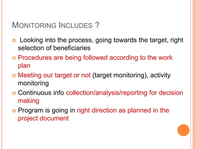 Monitoring and Evaluation for Project management. | PPTX