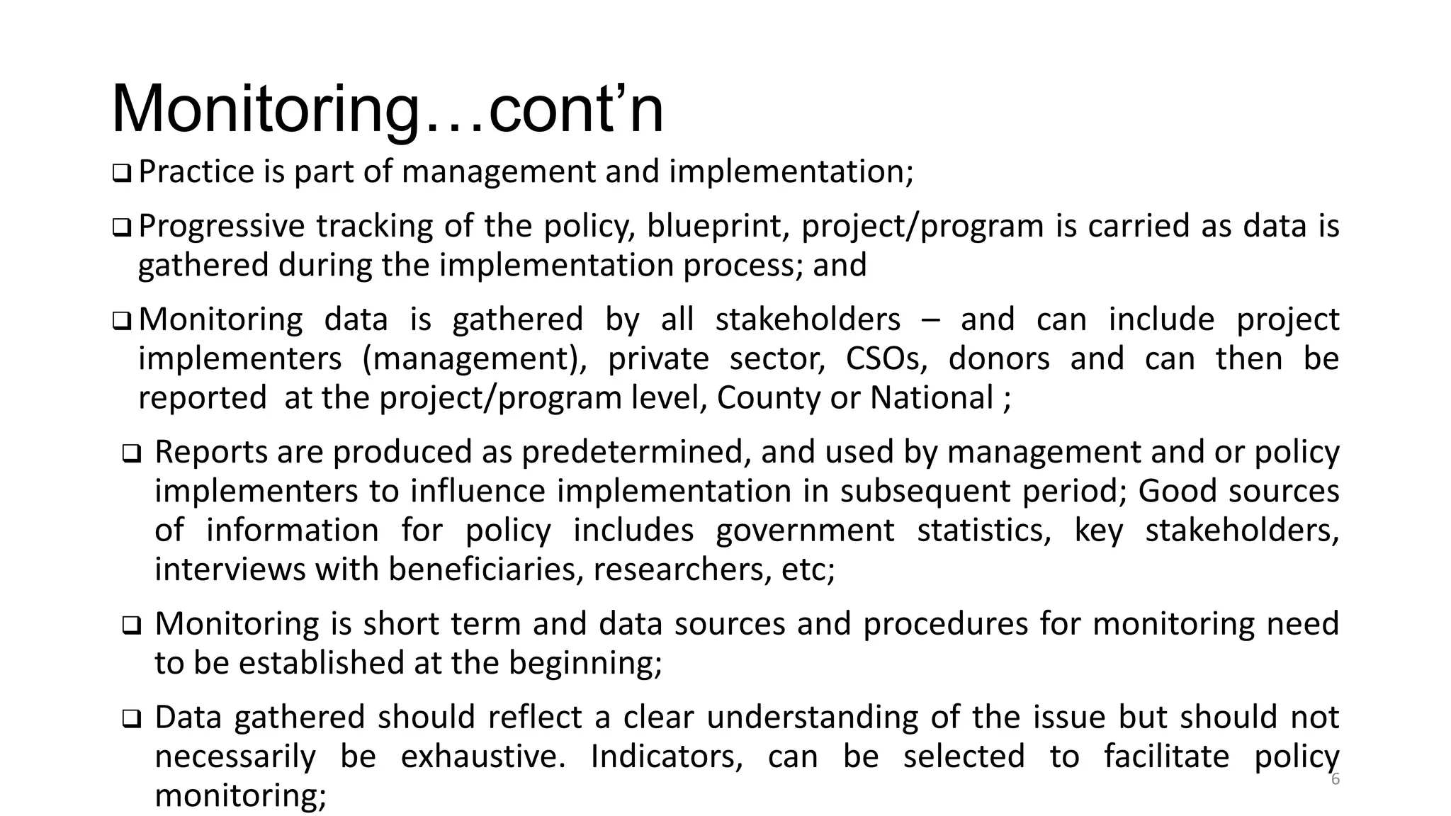 Monitoring and evaluation and the policy process | PDF