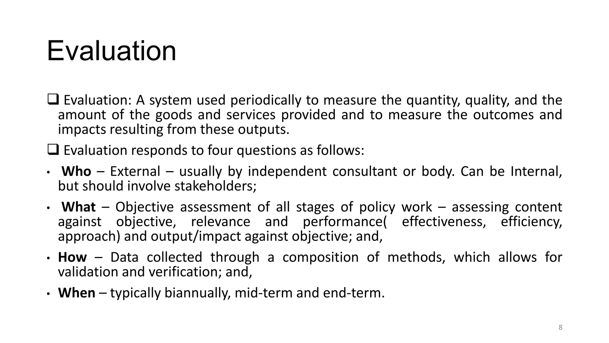 Monitoring and evaluation and the policy process | PDF
