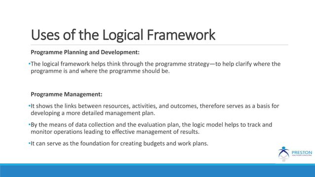 Monitoring and evaluation frameworks logical framework | PPTX