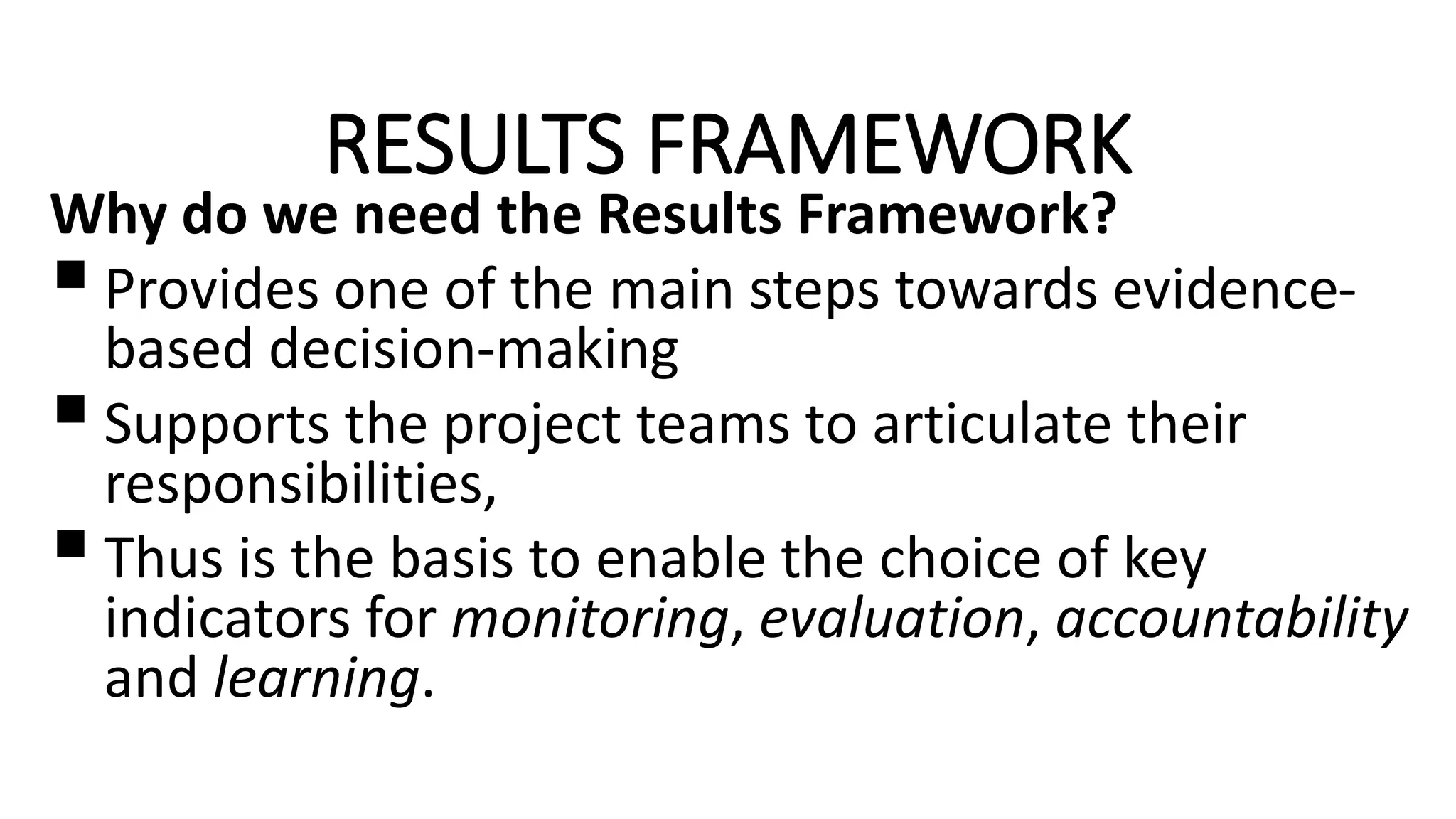 Monitoring and Evaluation Plan (Theory of change, results framework ...