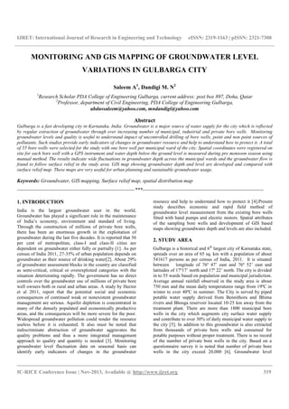 Monitoring and gis mapping of groundwater level variations in gulbarga city | PDF
