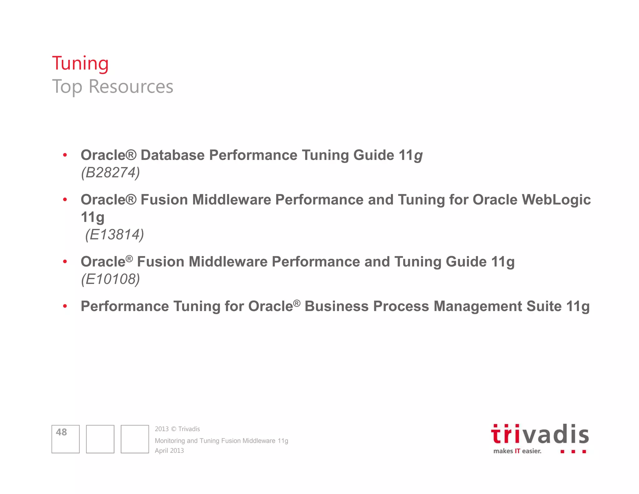 Monitoring and Tuning Oracle FMW 11g | PPT