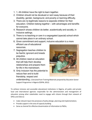 Monitoring checklist for public inclusive schools in lagos state | PDF