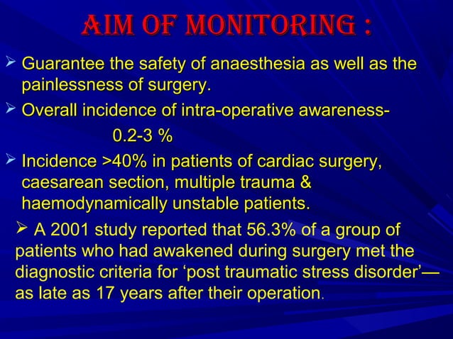 Monitoring depth of anaesthesia | PPT | Surgery | Medical Health