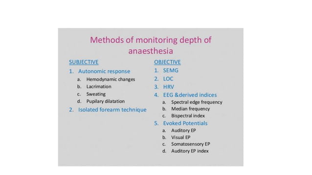 Monitoring depth of anesthesia | PPTX