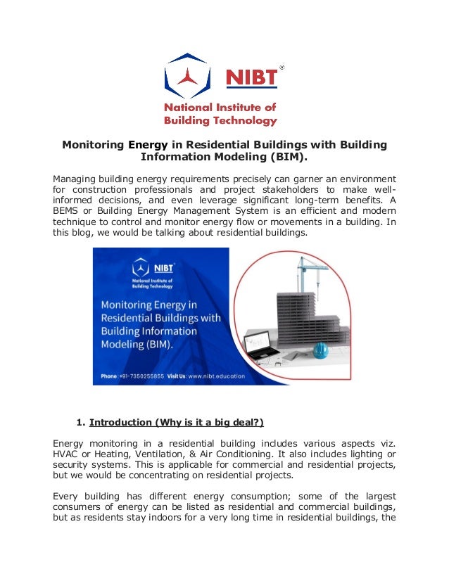 Monitoring energy in residential buildings with building information ...