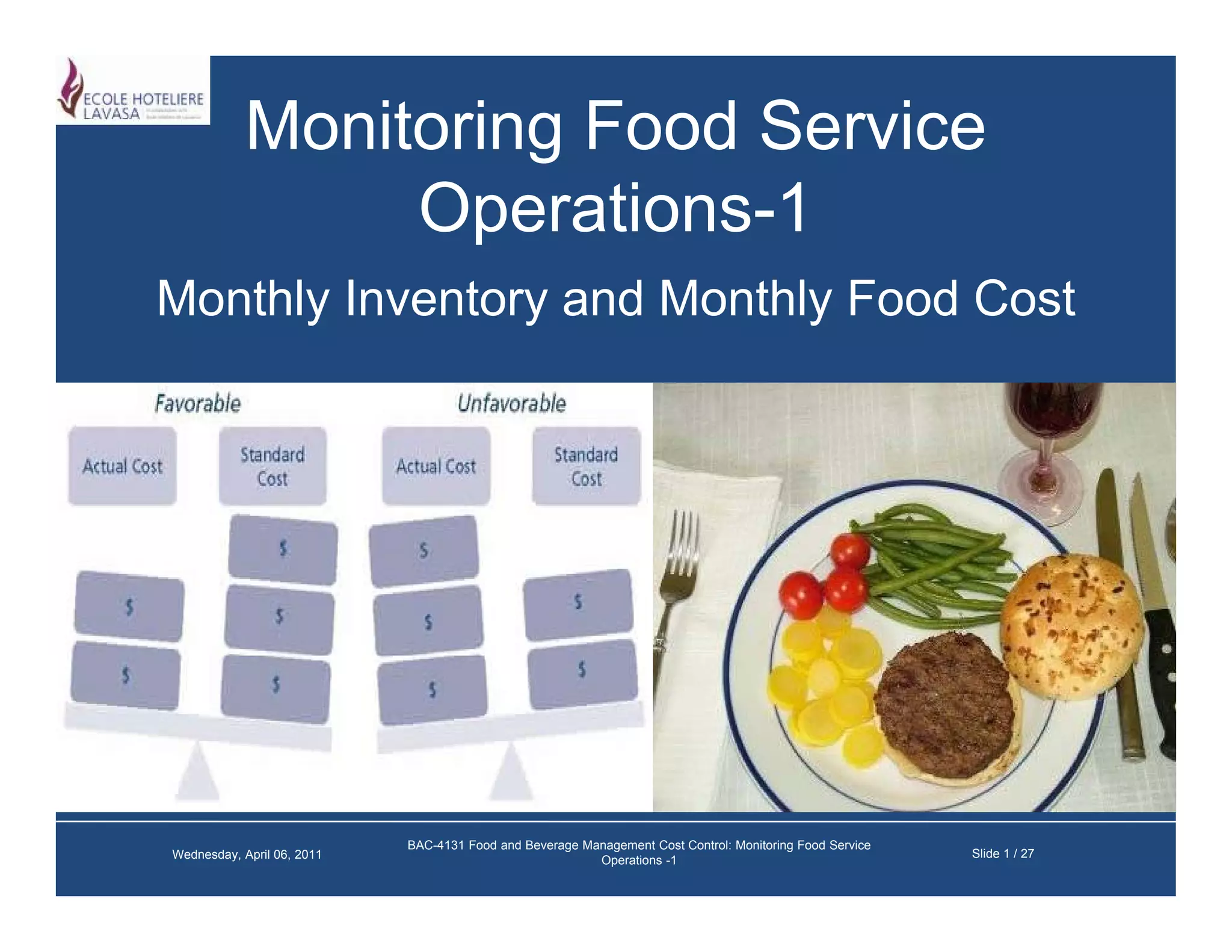 Monitoring food service operations 1 | PDF