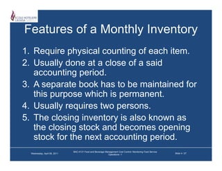 Monitoring food service operations 1 | PDF