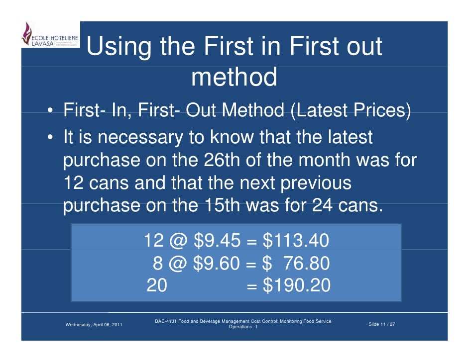 Monitoring food service operations 1