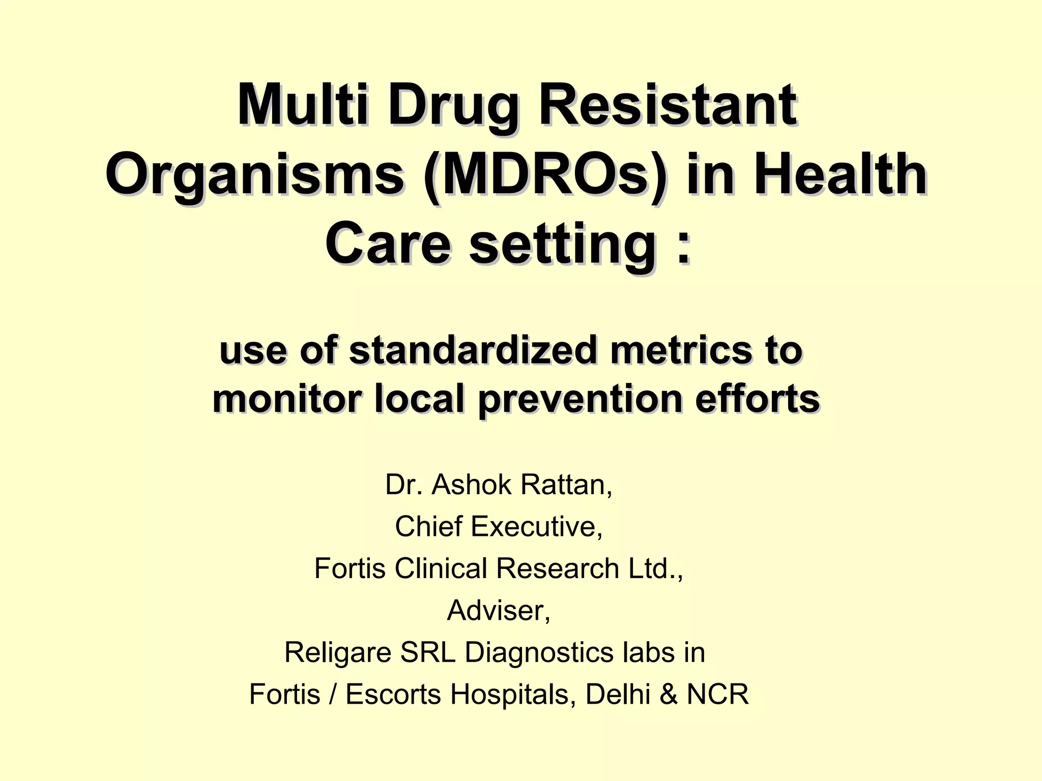 Monitoring mdro in healthcare | PPT
