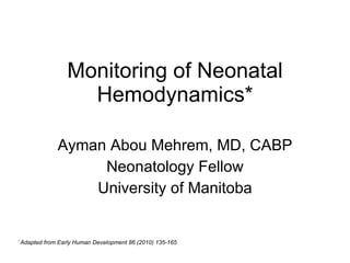Monitoring of Neonatal Haemodynamics | PPT