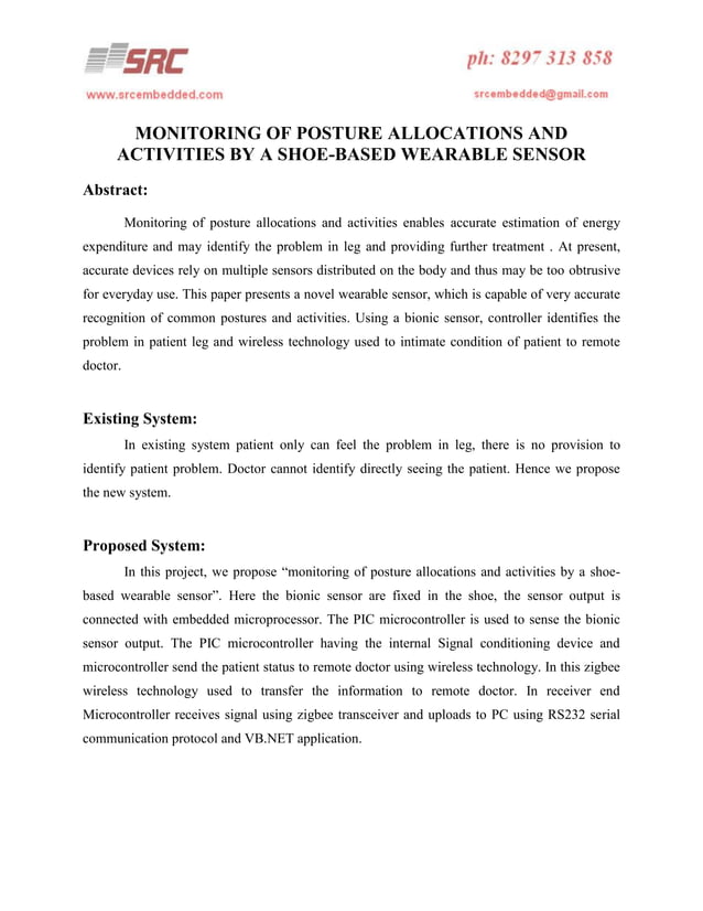 Monitoring Of Posture Allocations And Activities By A Shoe Based Wearable Sensor Pdf