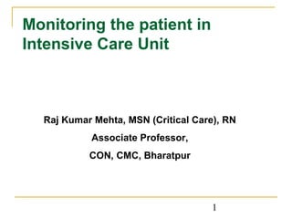 Monitoring of patient in intensive care unit (ICU) | PPT