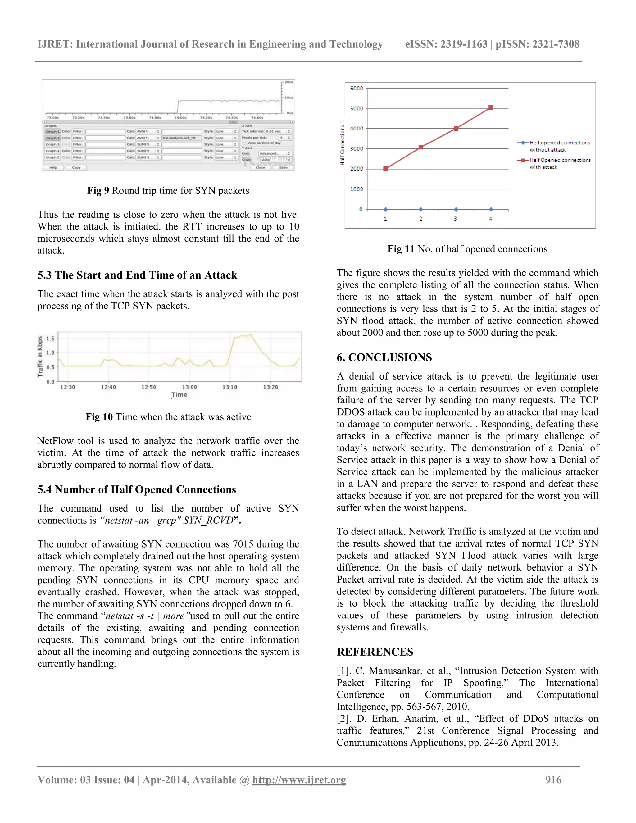 Monitoring Of Traffic Over The Victim Under Tcp Syn Flood In A Lan Pdf