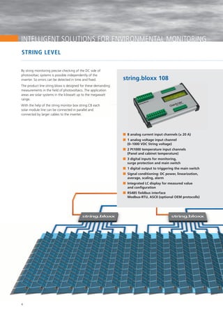 Monitoring photovoltaique GANTNER INSTRUMENTS FRANCE | PDF