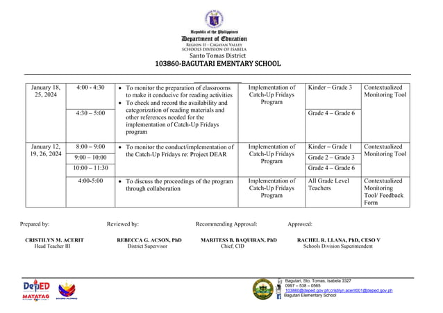 Monitoring Plan_Catch-Up Fridays._corrected.docx | Educational ...