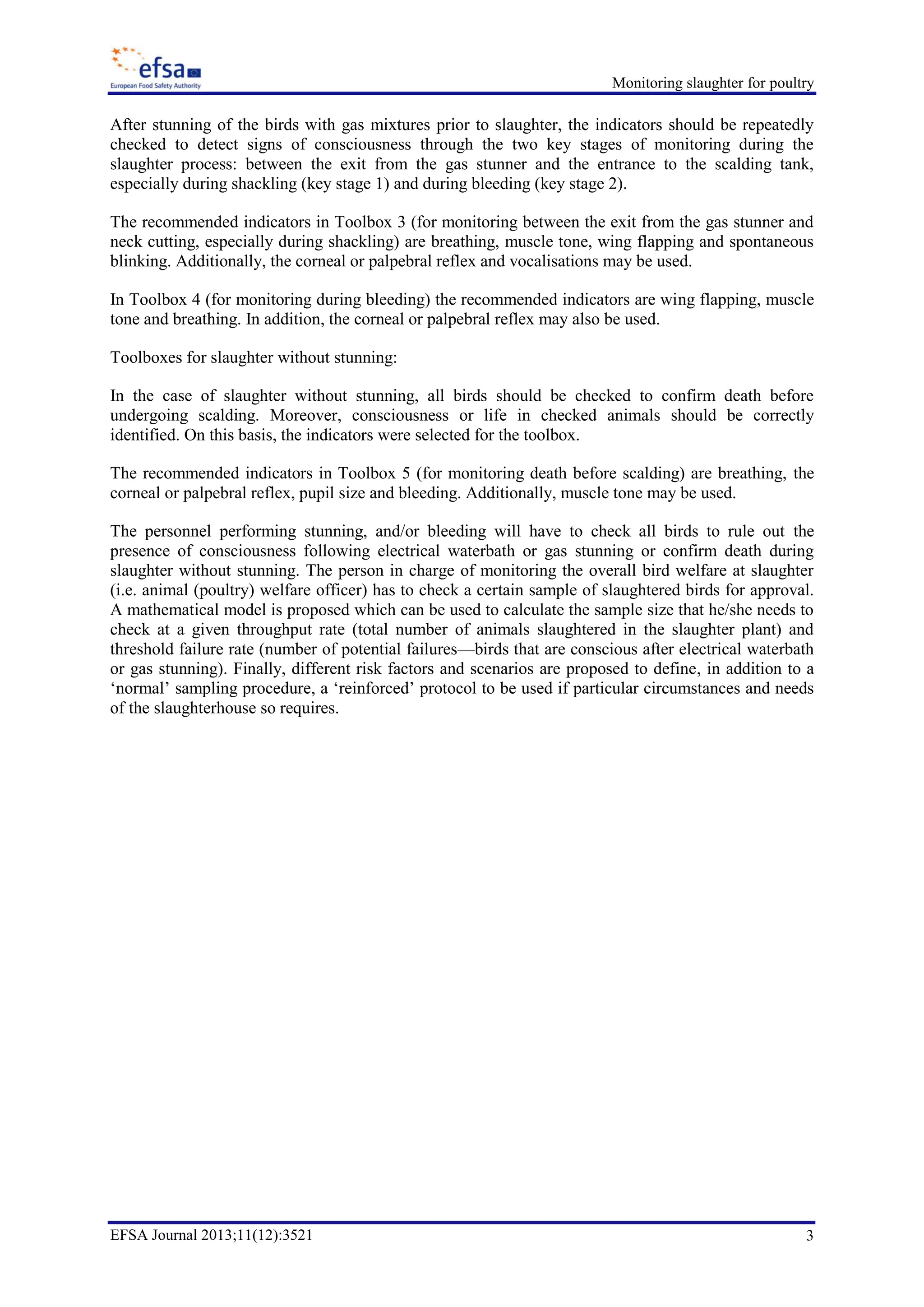 EFSA AHAW report on monitoring procedures at poultry slaughterhouses | PDF