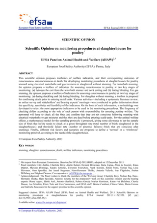 EFSA AHAW report on monitoring procedures at poultry slaughterhouses | PDF