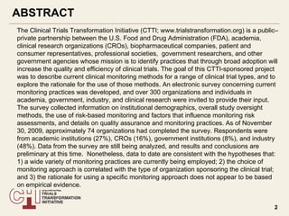 A CTTI Survey of Current Monitoring Practices | PDF