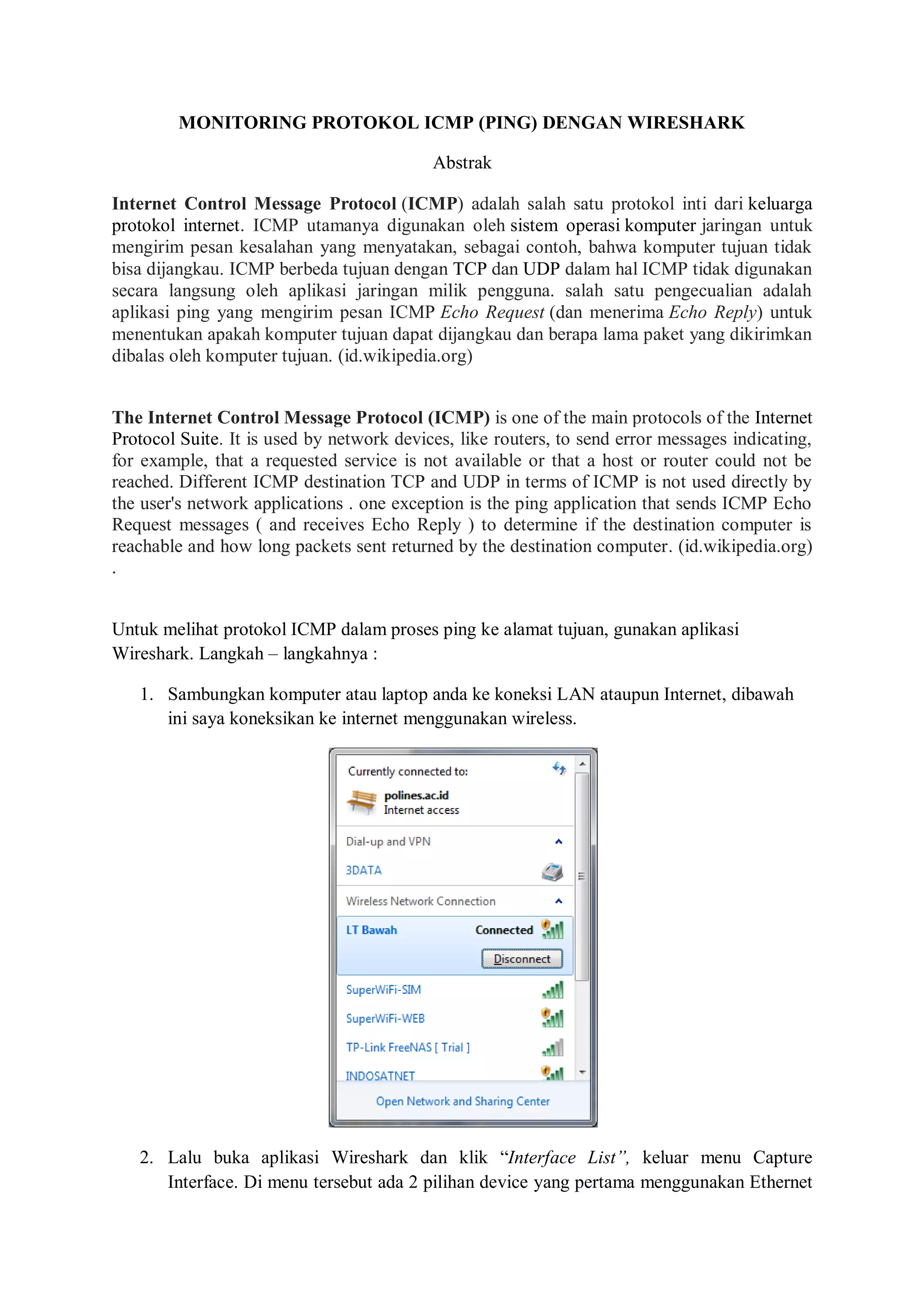 Monitoring Protokol ICMP (ping) dengan Wireshark | PDF