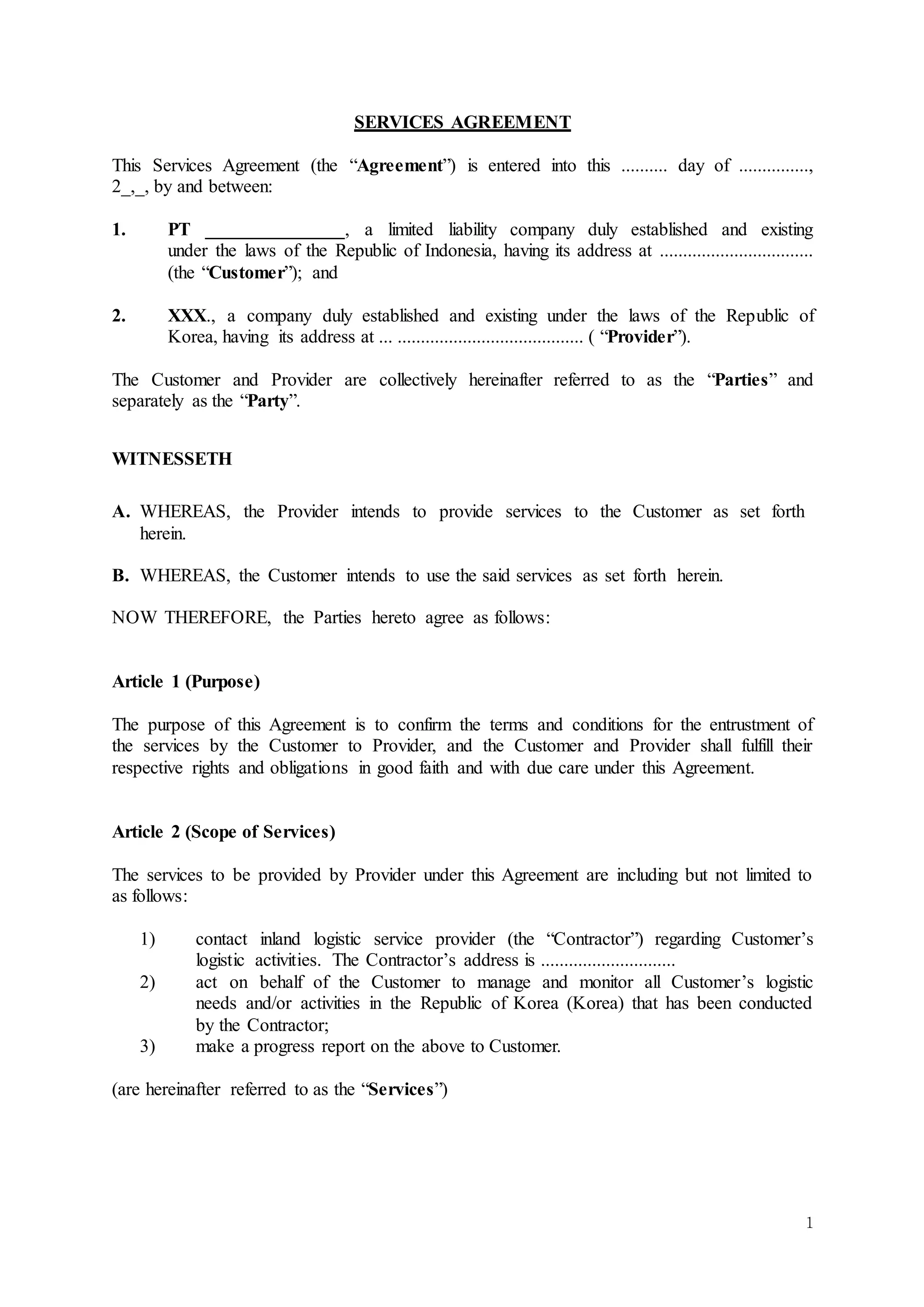 Monitoring Service Agreement Sample (Purchase this doc, Text ...