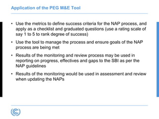 Monitoring the process using the PEG M&E Tool | PPT