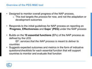Monitoring the process using the PEG M&E Tool | PPT