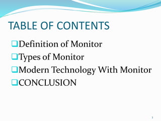 Monitor(lcd & crt) | PPTX | Computer Peripherals | Computing
