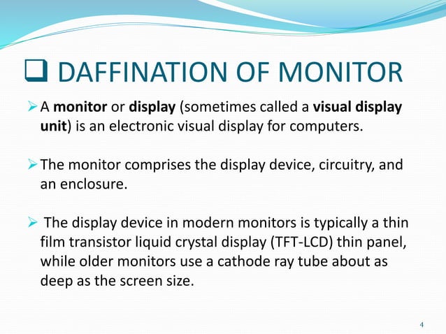 Monitor(lcd & crt) | PPTX | Computer Peripherals | Computing