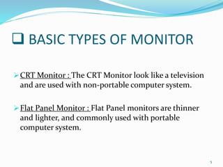 Monitor(lcd & crt) | PPTX | Computer Peripherals | Computing