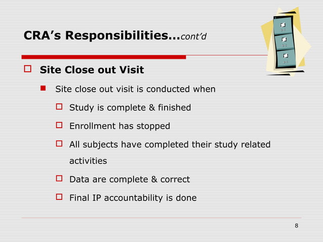 CRA/ Monitor Roles and Responsibilities | PPT | Medical Health