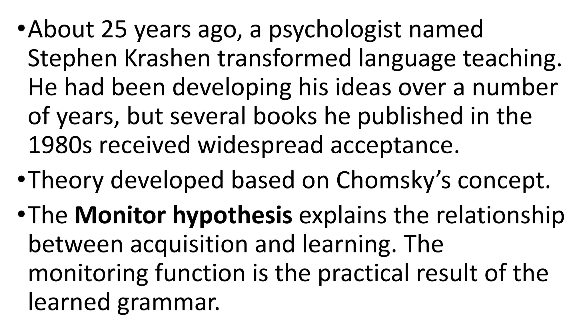 Monitor theory | PPTX