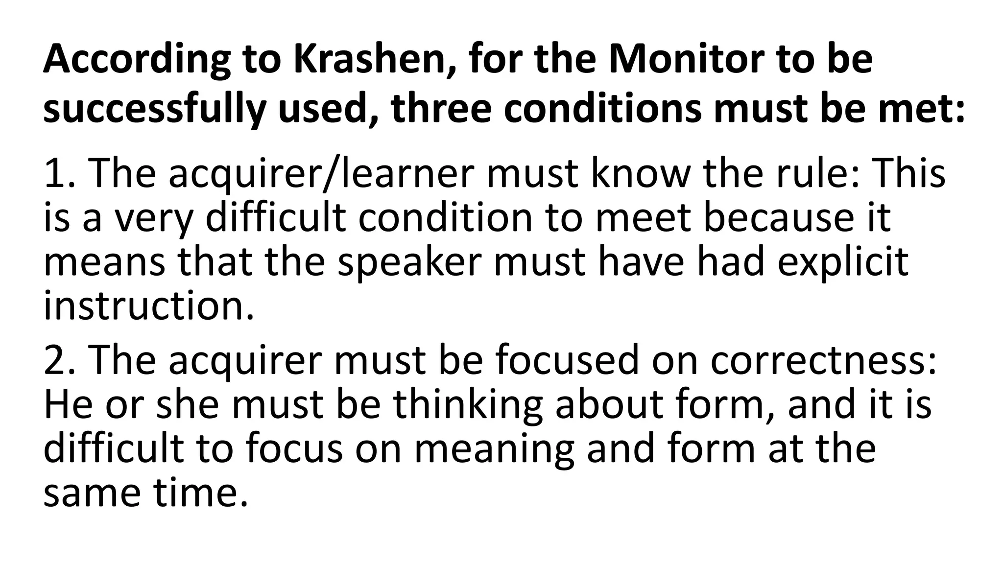 Monitor theory | PPTX
