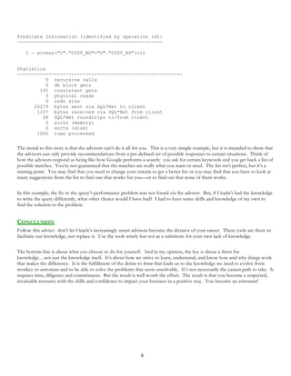 The Oracle Advisors from a Different Perspective | PDF | Databases | Computer Software and ...