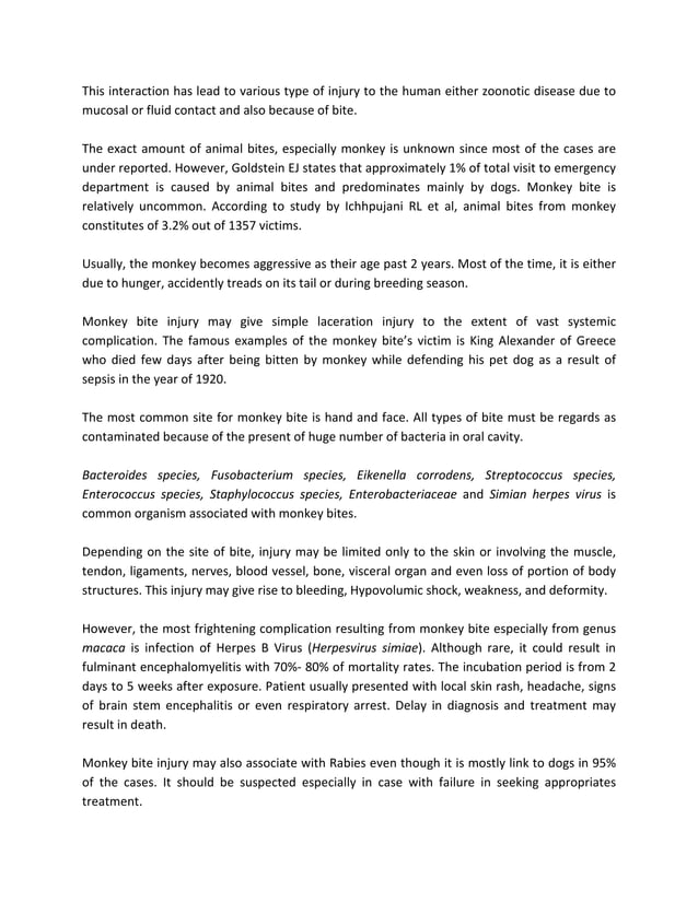 Monkey Bites Related Injury | PDF | Infectious Diseases | Diseases and ...