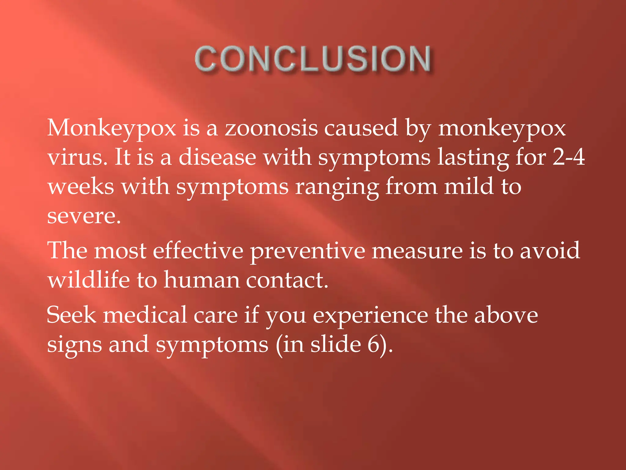 PRESENTATION DISEASE PROFILE OF MONKEYPOX | PPT