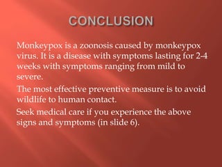 PRESENTATION DISEASE PROFILE OF MONKEYPOX | PPT