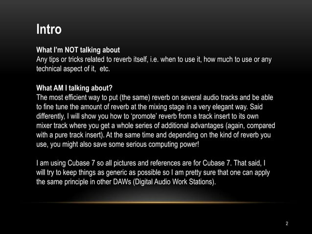 Using Reverb as a Send Effect in Cubase | PPT