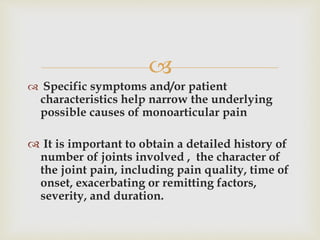 Monoarthritis | PPTX