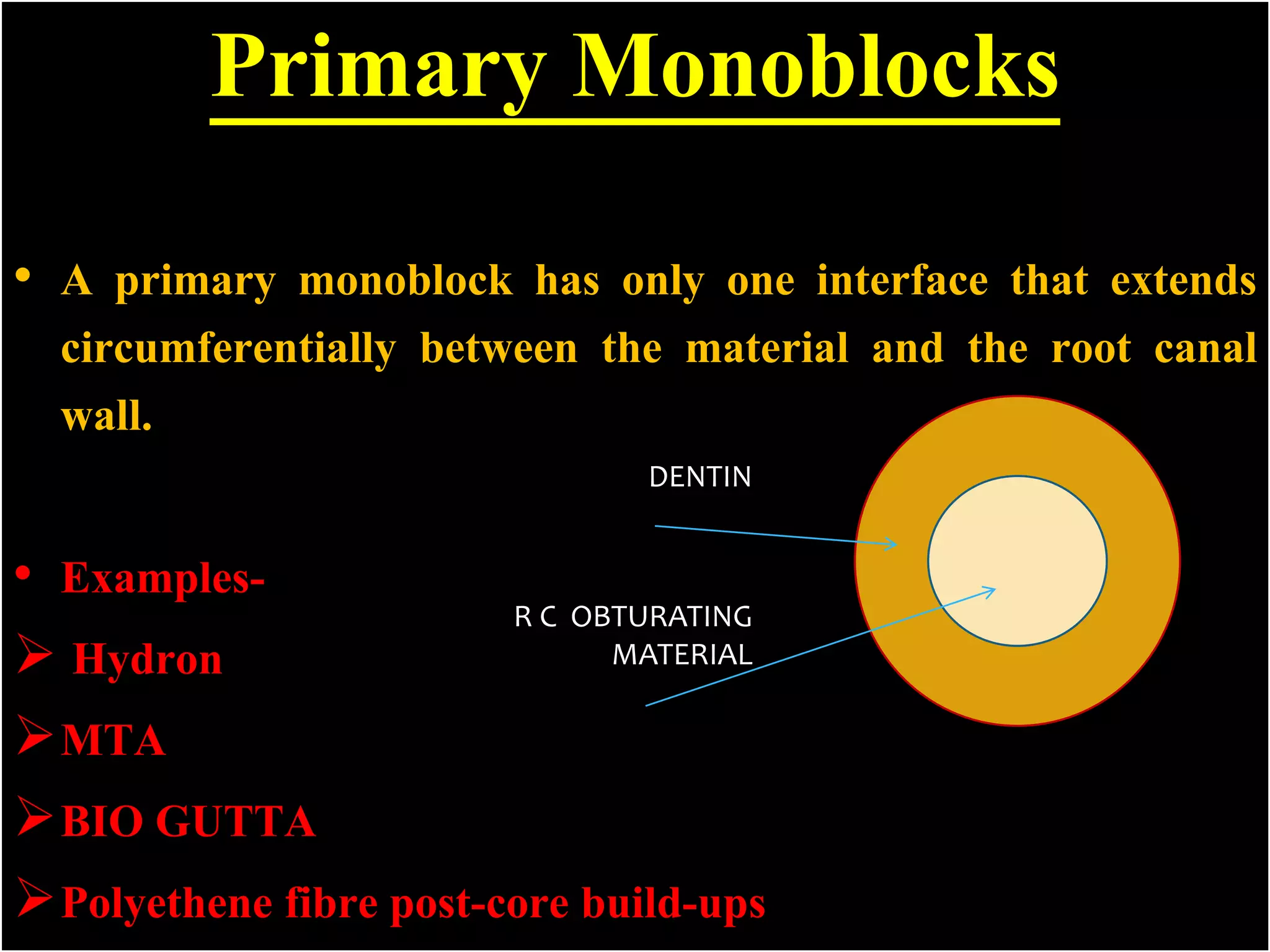 dental Monoblock obturation technique or concept in endodontics | PPTX