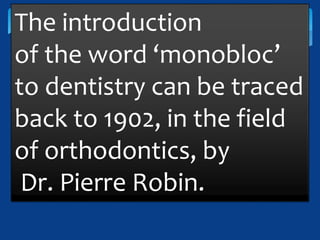 dental Monoblock obturation technique or concept in endodontics | PPTX