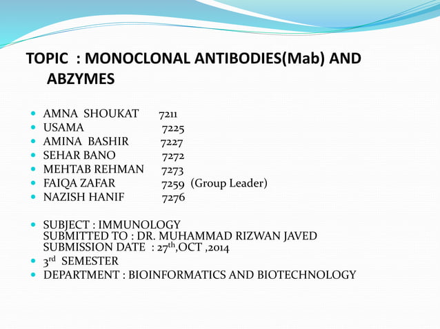 Monoclonal and abzymes | PPTX | Chemistry | Science