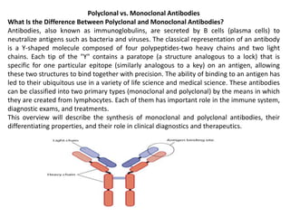 Monoclonal and polyclonal in diagnostics | PPTX