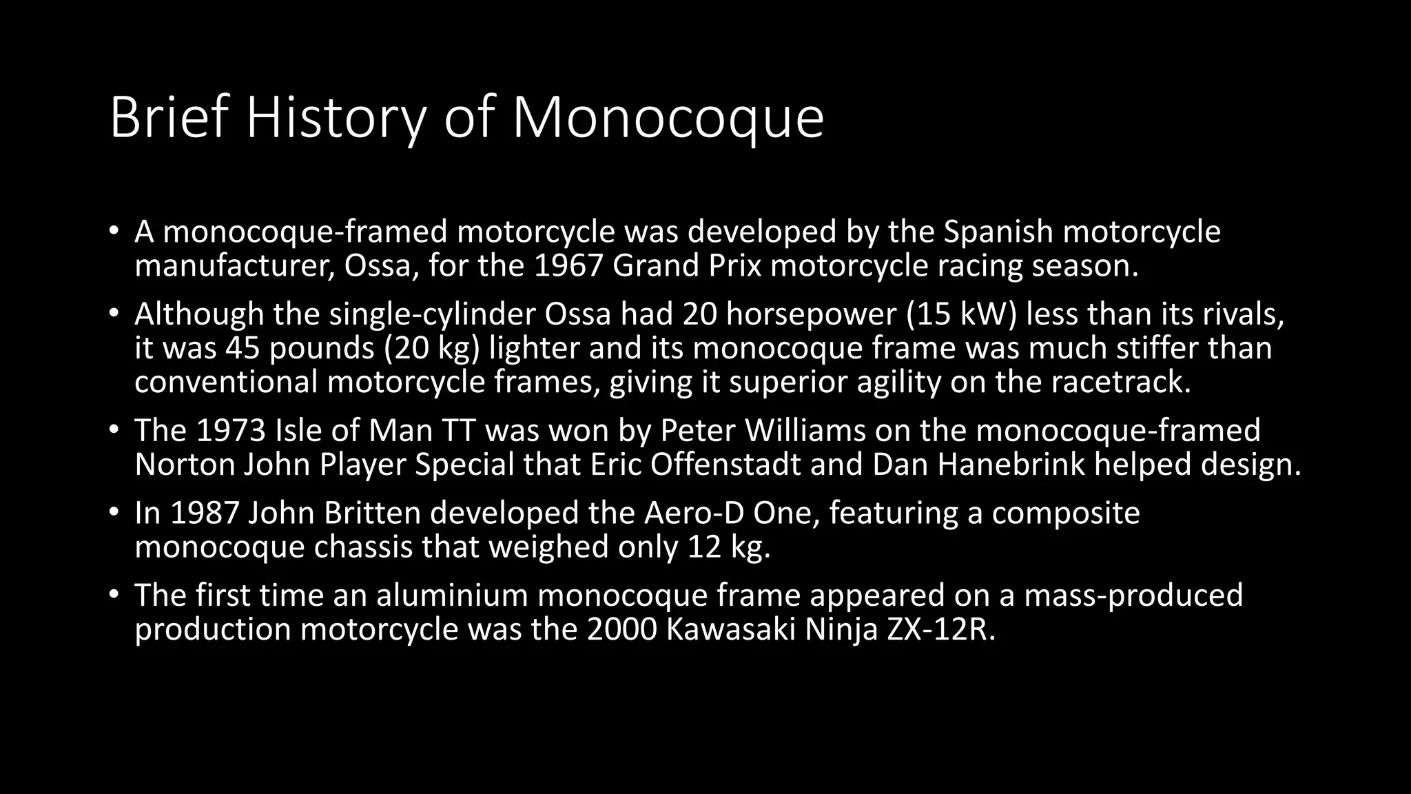 Monocoque chassis For Motorcycles | PPTX
