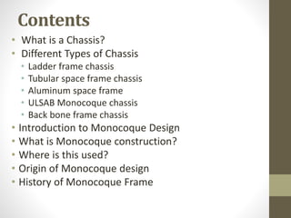 Monocoque chassis | PPTX | Performance Cars | Auto Type